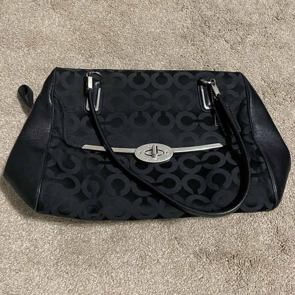 Coach | Bags | Coach Madison Madeline Satchel Black Turnlock Section ...